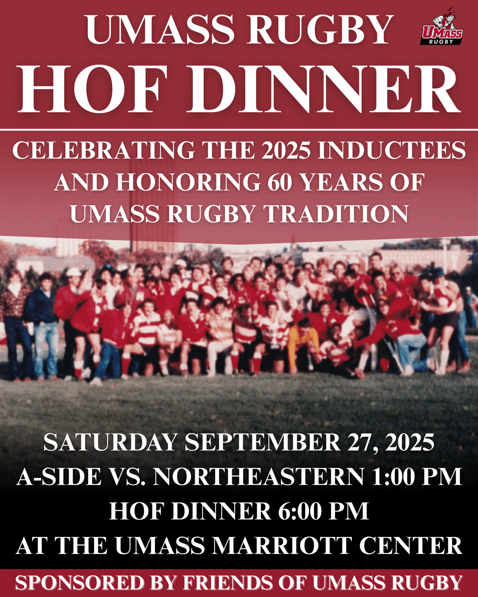 HOF Dinner Reminder - Friends of UMASS Rugby